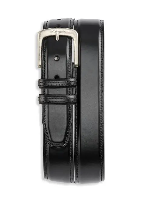Columbia Drop Edge Leather Belt - Black