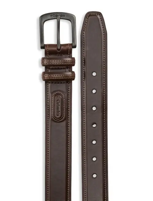 Columbia Drop Edge Leather Belt - Brown