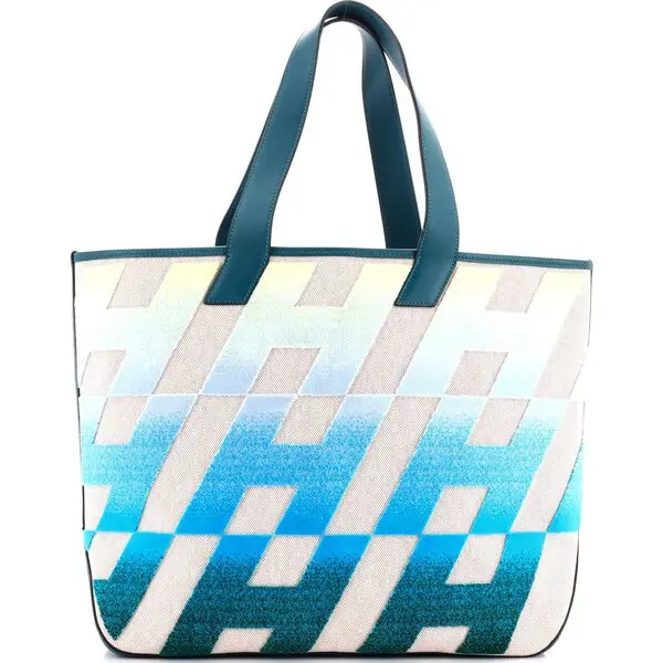 Hermès Cabas H En Biais Tote Tufted Motif Canvas With Leather 40