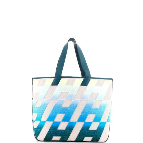 Hermès Cabas H En Biais Tote Tufted Motif Canvas With Leather 40