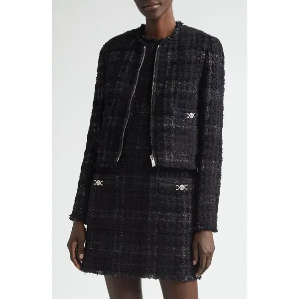 Versace Medusa '95 Metallic Tweed Jacket - Black