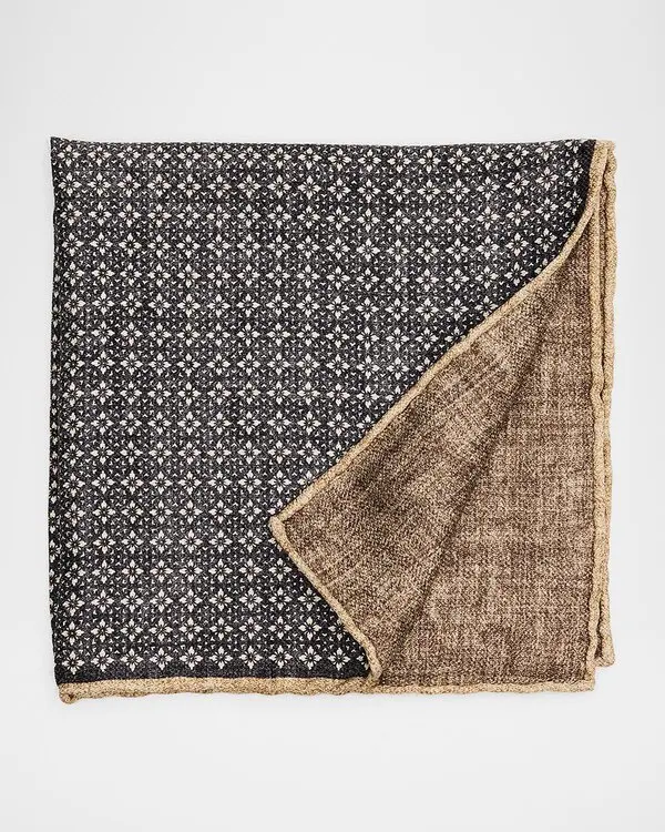 Brunello Cucinelli Double-face Silk Pocket Square - Black Multi