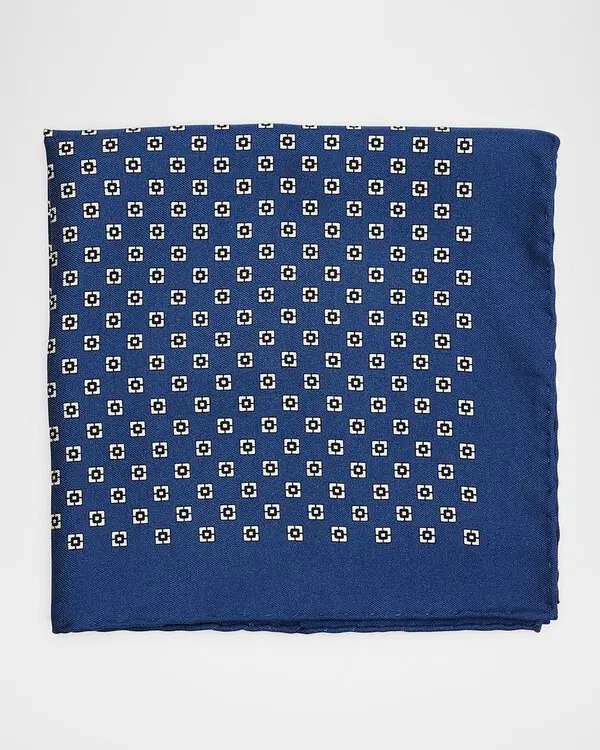 Brunello Cucinelli Geometric Silk Pocket Square - Blue