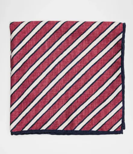 Brunello Cucinelli Double-face Bengal Stripe Silk Pocket Square