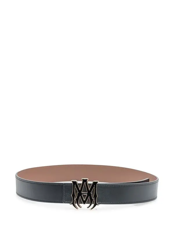 Amiri Carved Logo Leather Belt - Black
