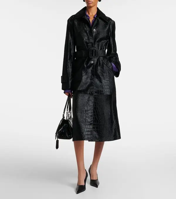 JOSEPH Auger Croc-effect Calf Hair Coat