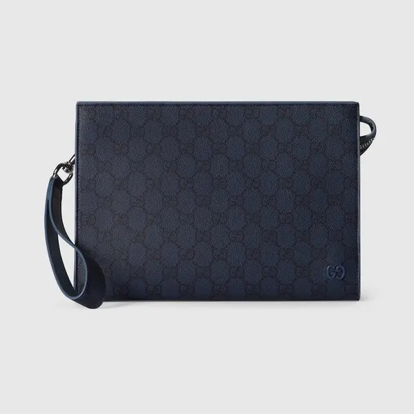 Gucci Small Pouch With Gg Detail - Blue