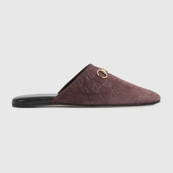 Gucci Gg Suede Mule With Horsebit