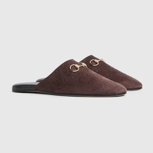 Gucci Gg Suede Mule With Horsebit