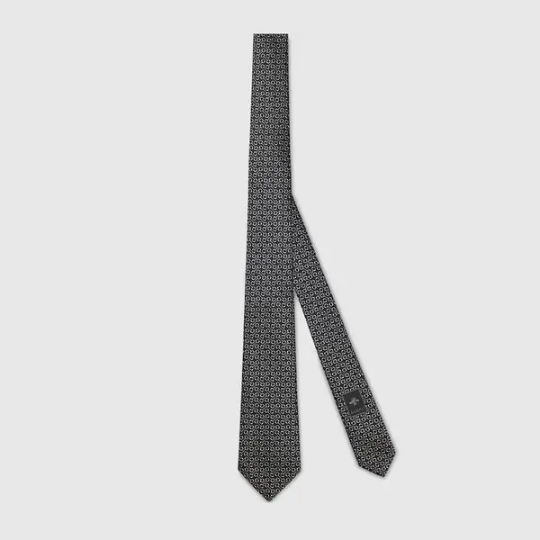 Gucci Horsebit Silk Jacquard Standard Neck Tie - Black