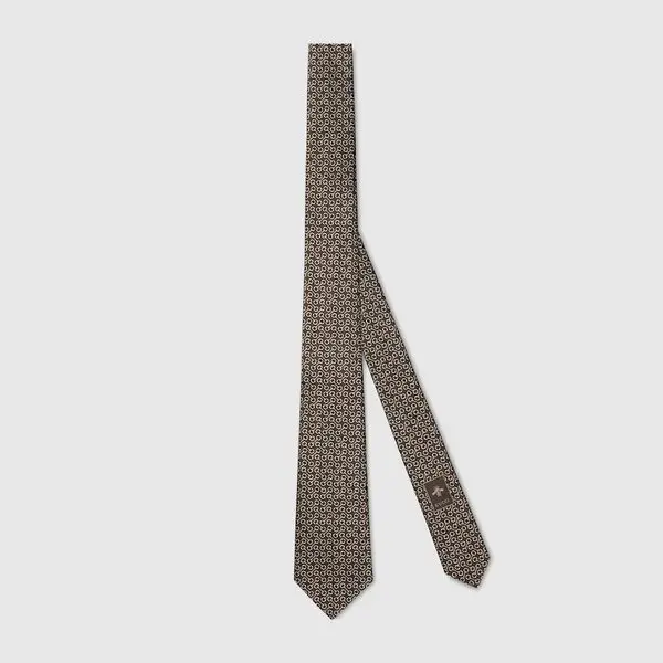 Gucci Horsebit Silk Jacquard Neck Tie - Brown