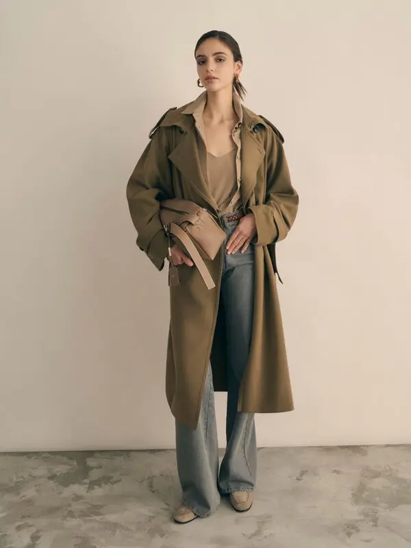 Max Mara Water-repellent Wool Gabardine Trench Coat - Brown
