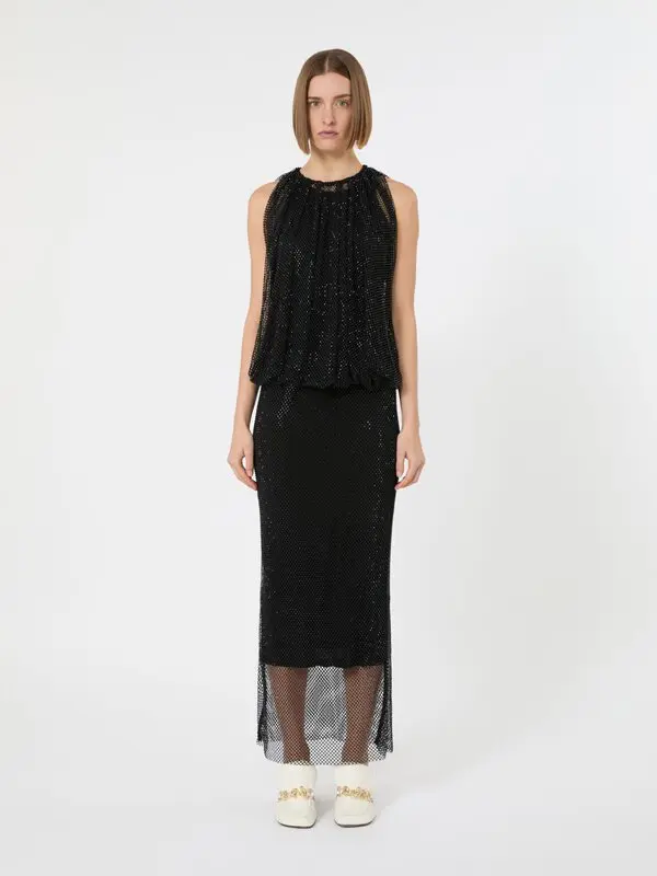 Max Mara Sleeveless Jersey Dress With Crystals