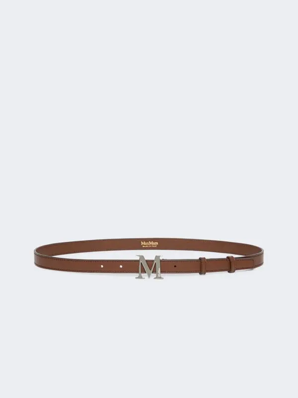 Max Mara Natural Leather Monogram Belt - Brown
