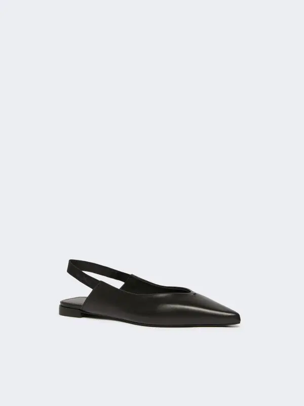 Max Mara Nappa Leather Flat Slingbacks - Black