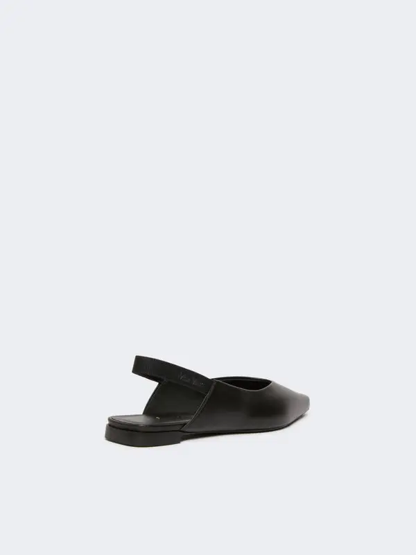 Max Mara Nappa Leather Flat Slingbacks - Black