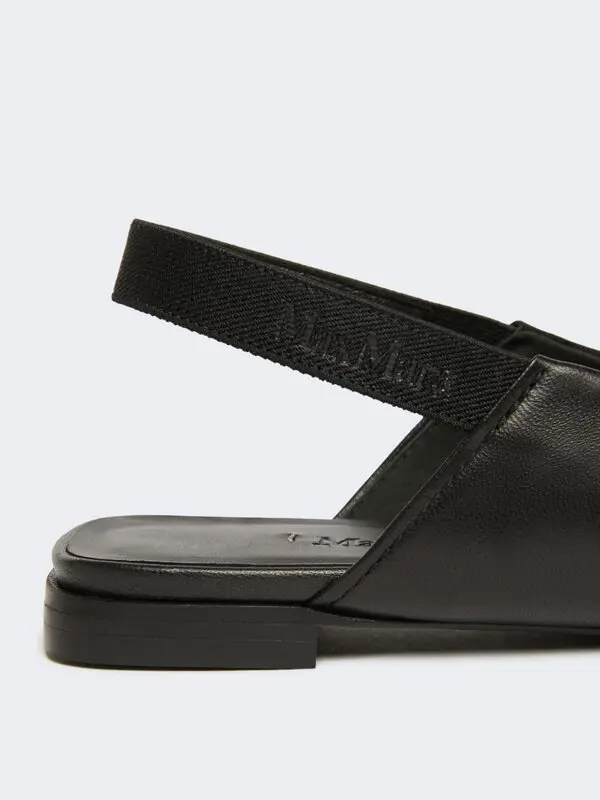 Max Mara Nappa Leather Flat Slingbacks - Black