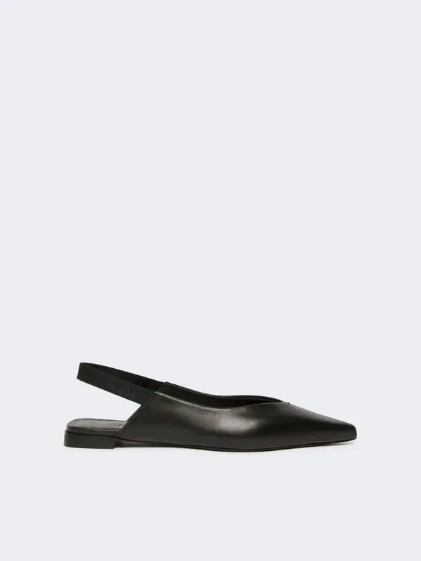 Max Mara Nappa Leather Flat Slingbacks - Black