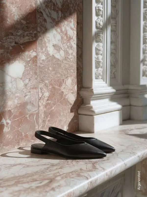 Max Mara Nappa Leather Flat Slingbacks - Black