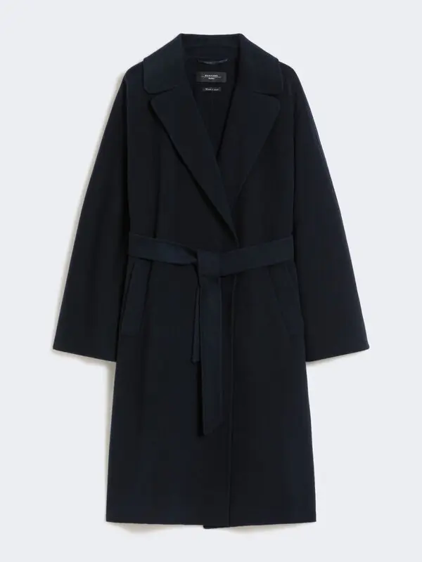 Max Mara Double-faced Wool-blend Midi Robe Coat - Navy