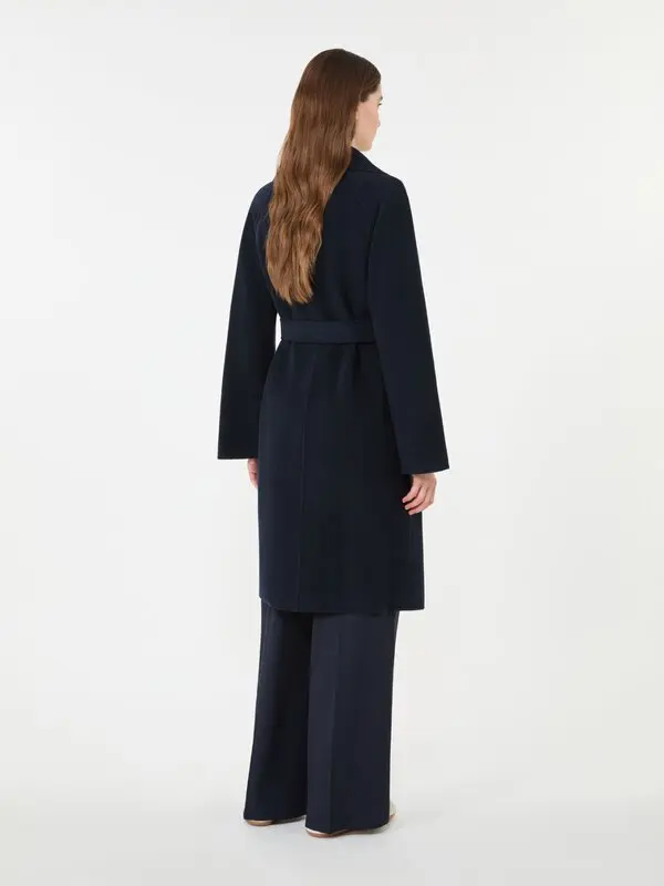 Max Mara Double-faced Wool-blend Midi Robe Coat - Navy