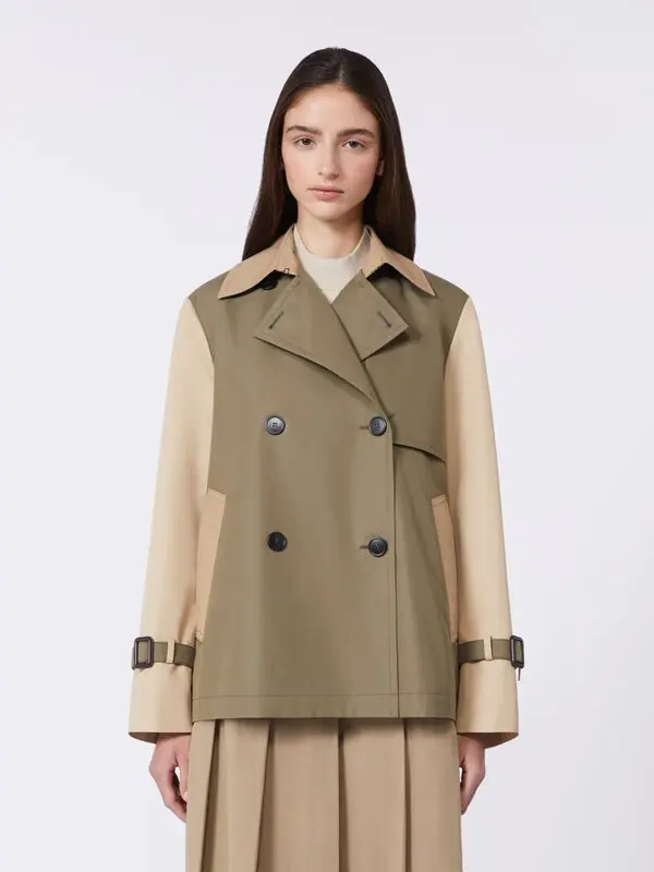 Max Mara Cropped Water-repellent Gabardine Trench Coat - Mud