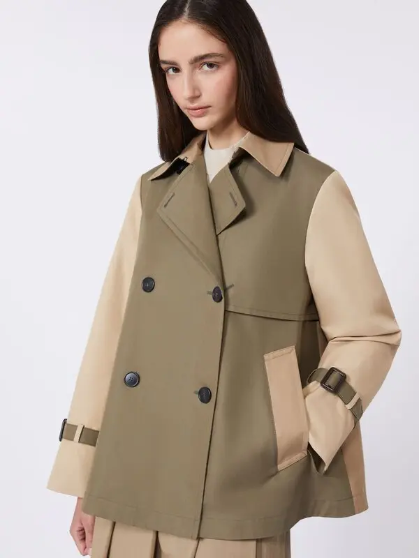 Max Mara Cropped Water-repellent Gabardine Trench Coat - Mud