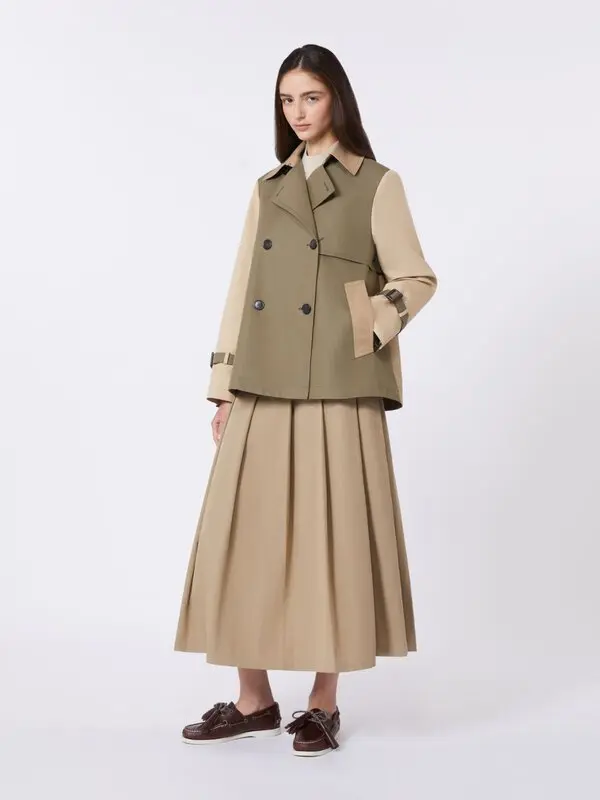 Max Mara Cropped Water-repellent Gabardine Trench Coat - Mud