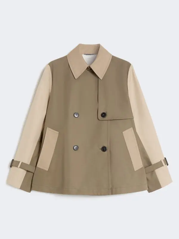 Max Mara Cropped Water-repellent Gabardine Trench Coat - Mud