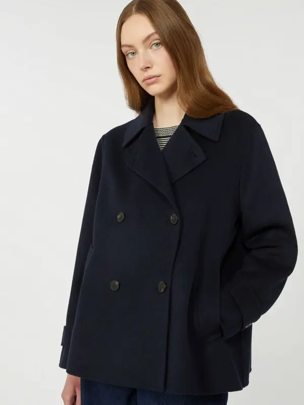 Max Mara Double-breasted Wool-blend Pea Coat - Navy