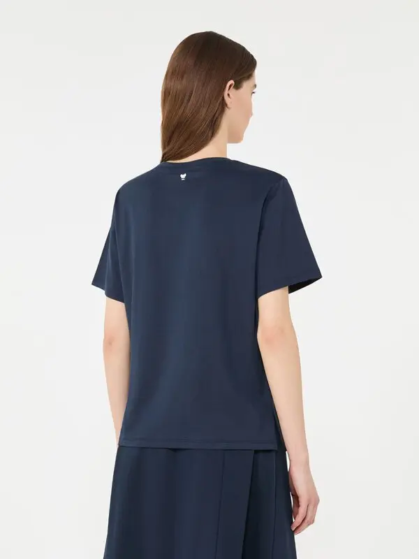 Max Mara Cotton Jersey T-shirt With Graphic - Navy