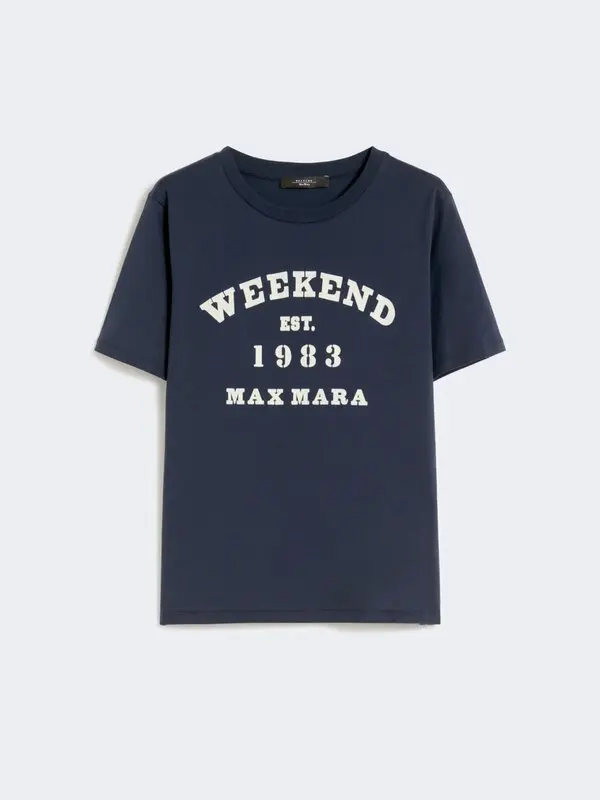 Max Mara Cotton Jersey T-shirt With Graphic - Navy