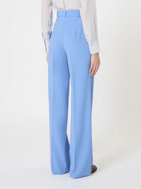 Max Mara Wool Crepe Straight Trousers - Light Blue
