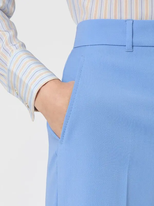Max Mara Wool Crepe Straight Trousers - Light Blue