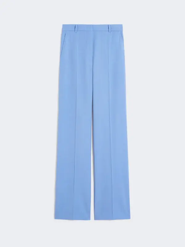 Max Mara Wool Crepe Straight Trousers - Light Blue