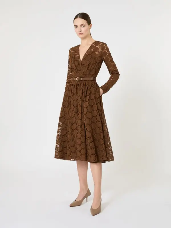Max Mara Lace Tulle Midi Dress