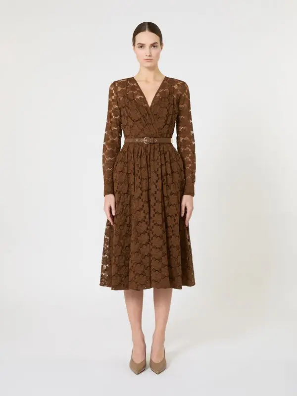 Max Mara Lace Tulle Midi Dress