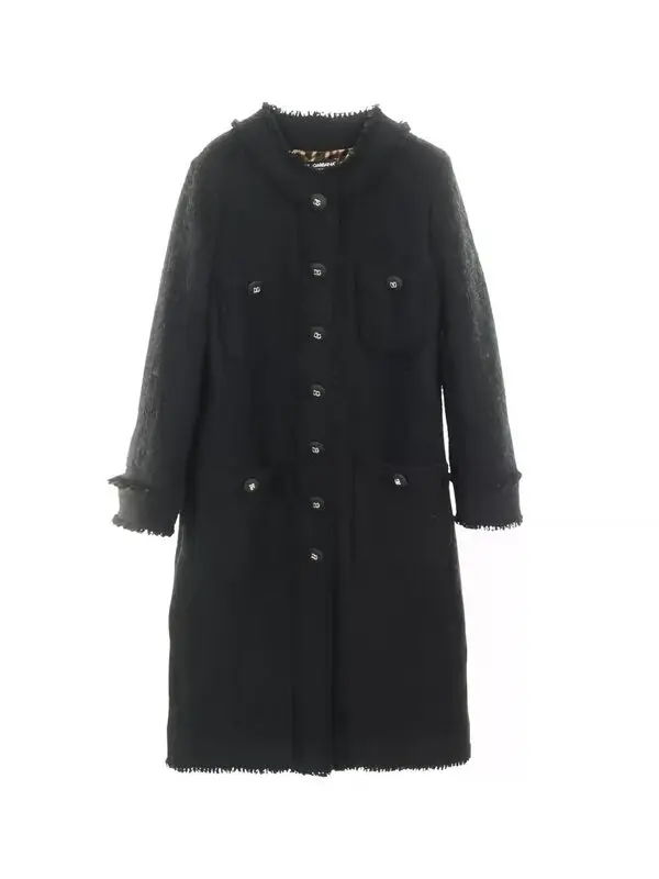 Dolce & Gabbana 2000s Dg Logo-button Single-breasted Tweed Coat