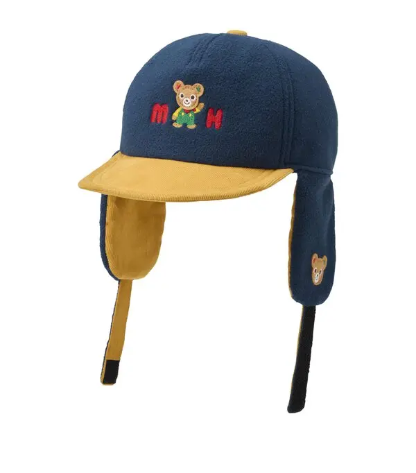 MIKI HOUSE Embroidered Pilot Cap - Navy