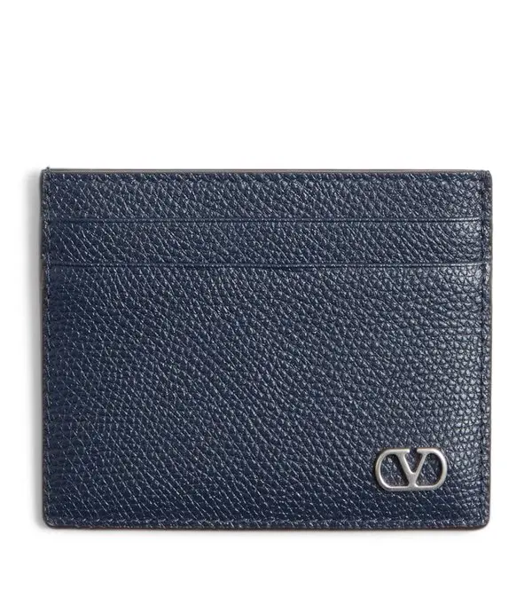 Valentino Garavani Leather Vlogo Signature Card Holder - Blue