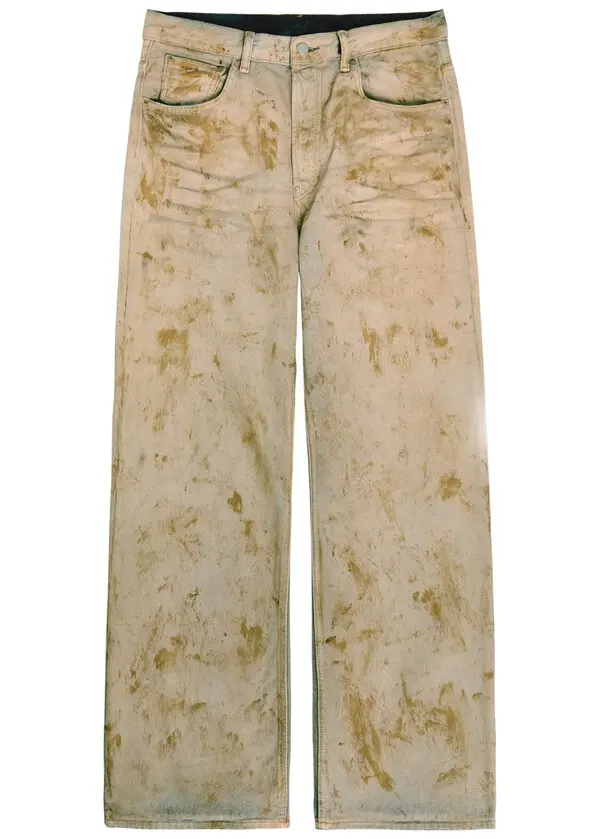 Acne Studios Dirt Effect Wide-leg Denim Jeans - Beige