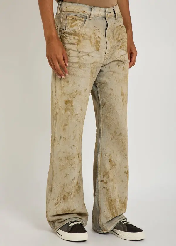 Acne Studios Dirt Effect Wide-leg Denim Jeans - Beige