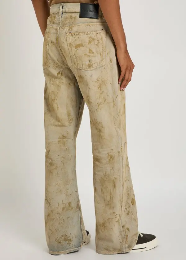 Acne Studios Dirt Effect Wide-leg Denim Jeans - Beige