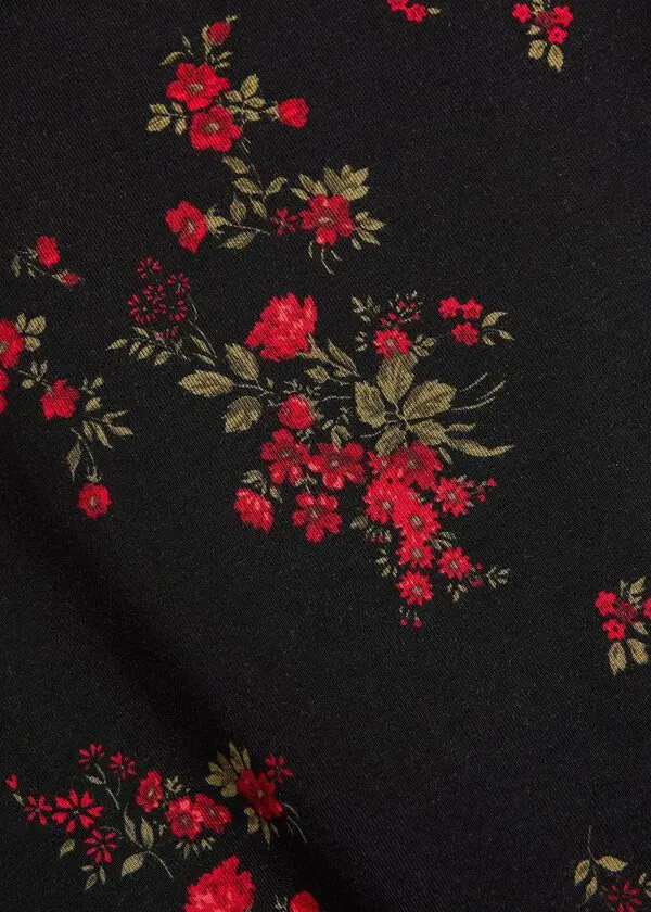 REFORMATION Floral-print Stretch-jersey Top - Black