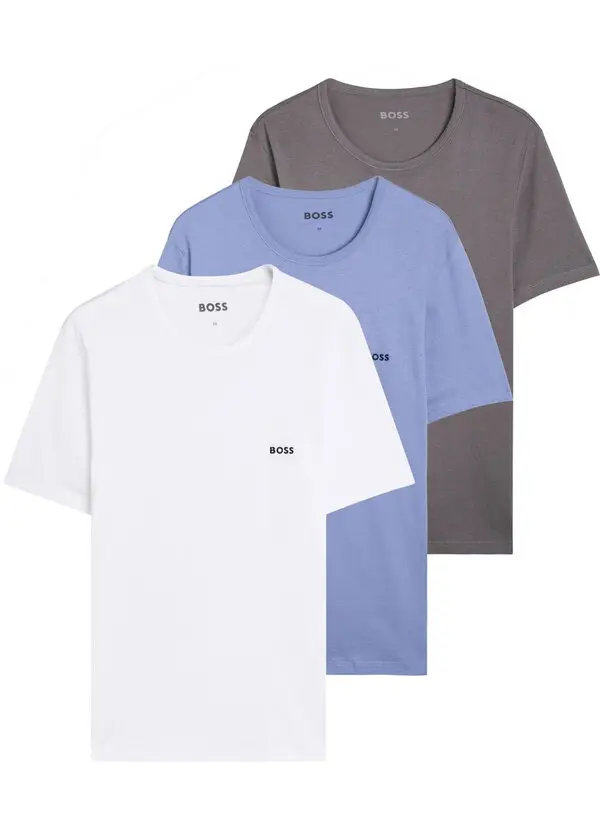 BOSS Classic Logo-embroidered Cotton T-shirt Set Of Three - Multicoloured