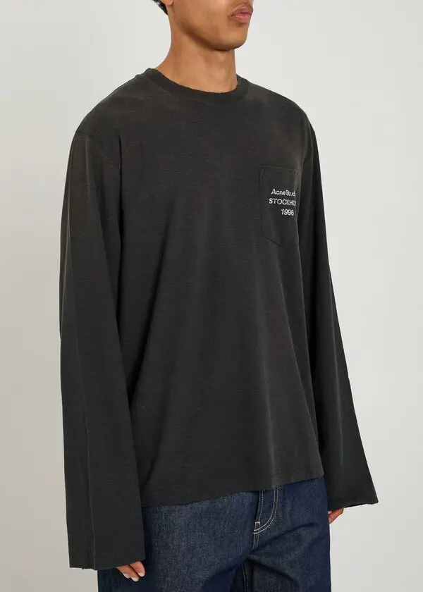 Acne Studios Logo Long Sleeve Cotton-blend T-shirt - Black