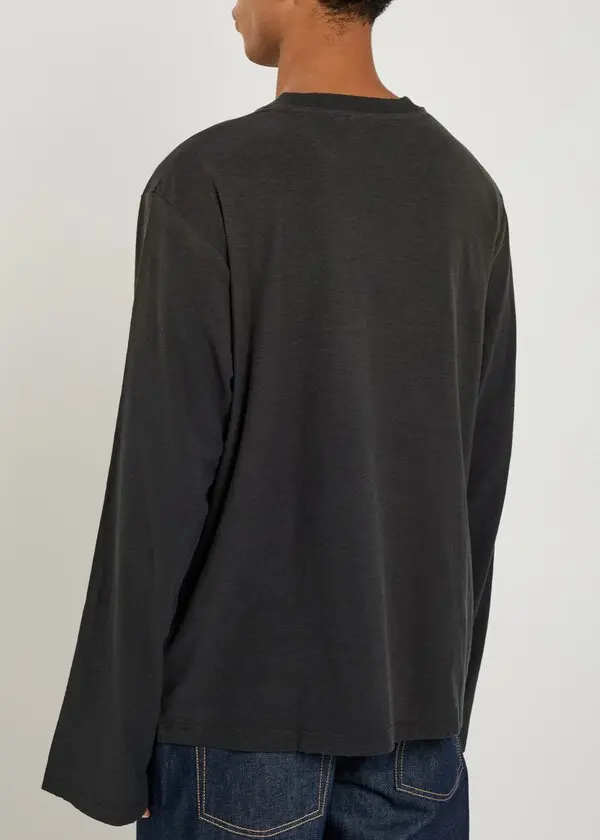 Acne Studios Logo Long Sleeve Cotton-blend T-shirt - Black