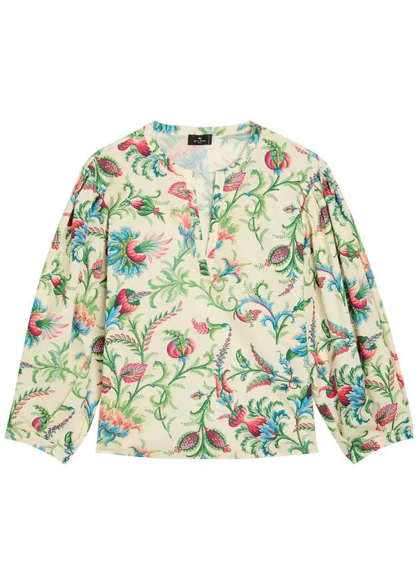 Etro Floral-print Cotton-poplin Top