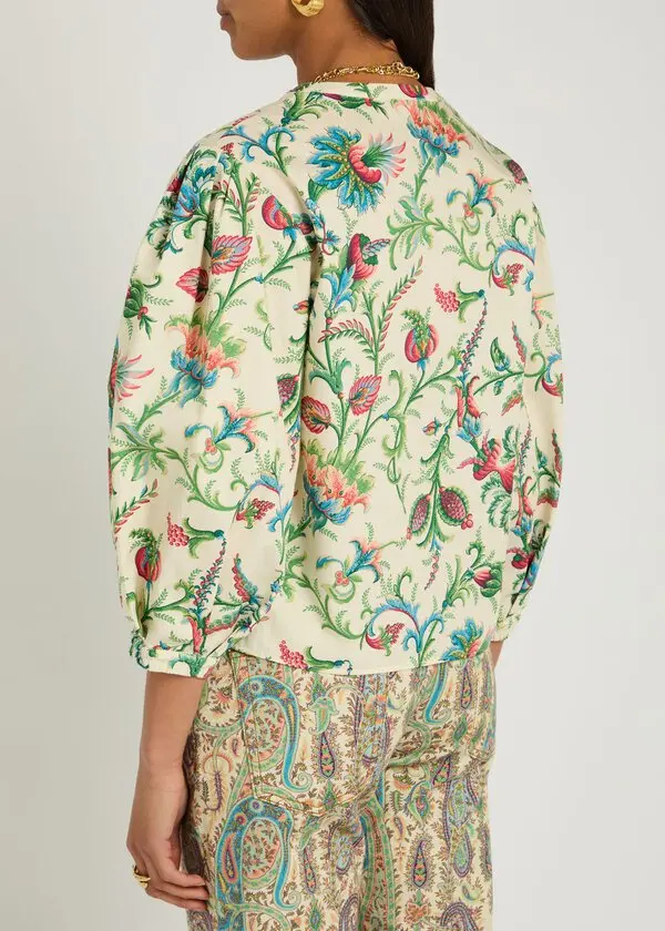 Etro Floral-print Cotton-poplin Top