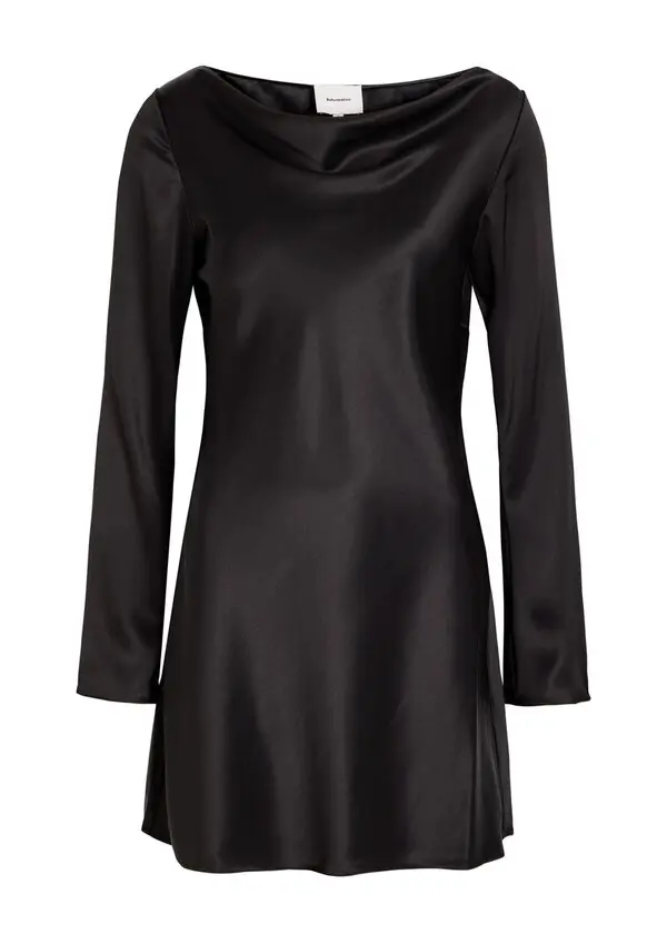 REFORMATION Pike Draped Satin Mini Dress - Black